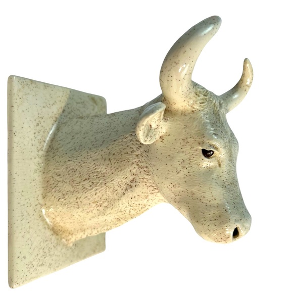 Wall Decor | Vintage Cow Head Ceramic Wall Art Coat Hook | Poshmark